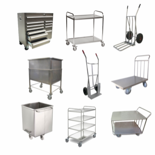 Rustfri vogne til sygehuse, storkøkkener , industri, laboratorier, medico