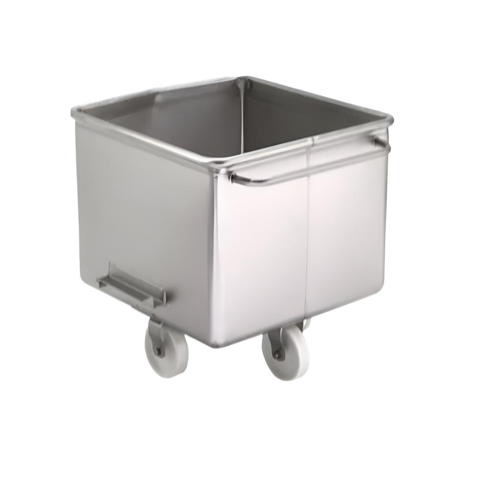 Rustfri karvogn, beholder med hældetud og hjul, Euro Tub WB 200 200 L