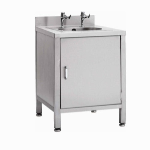 Rustfri skab med vask